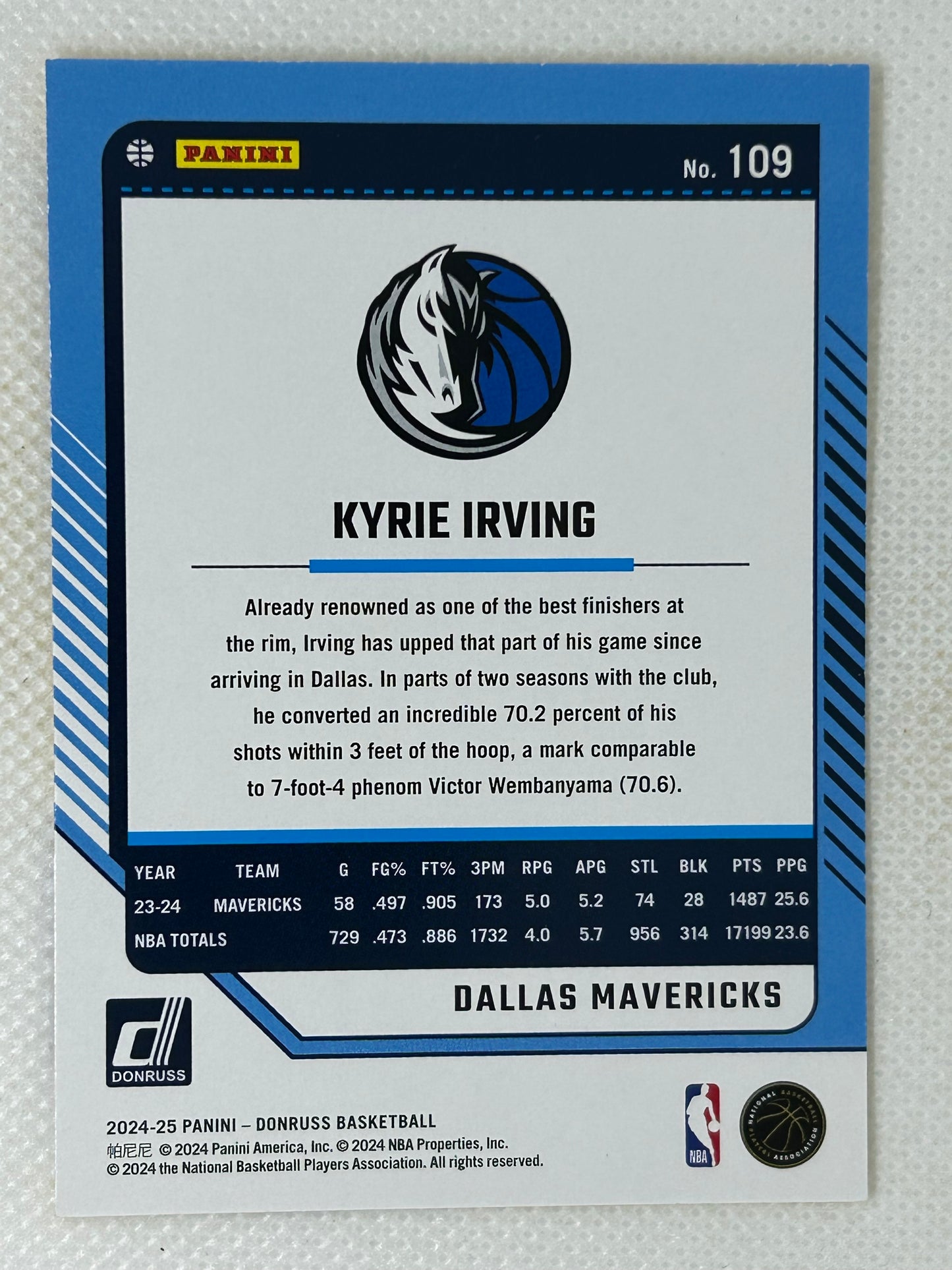 2024-25 Panini Donruss Yellow Flood Kyrie Irving #109 Dallas Mavericks ...