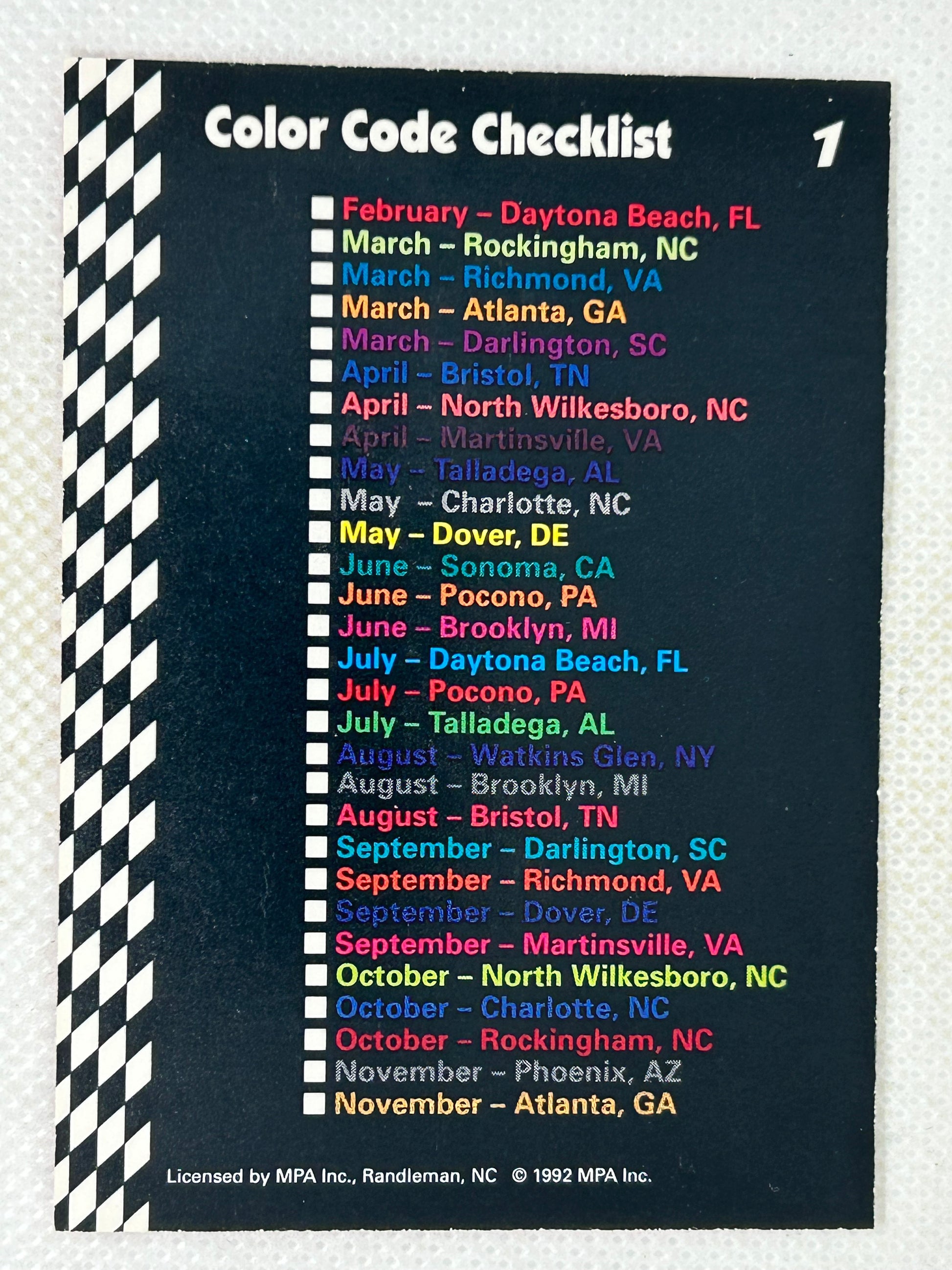 1992 Food Lion Color Code Authorized Signature Edition Richard Petty ...